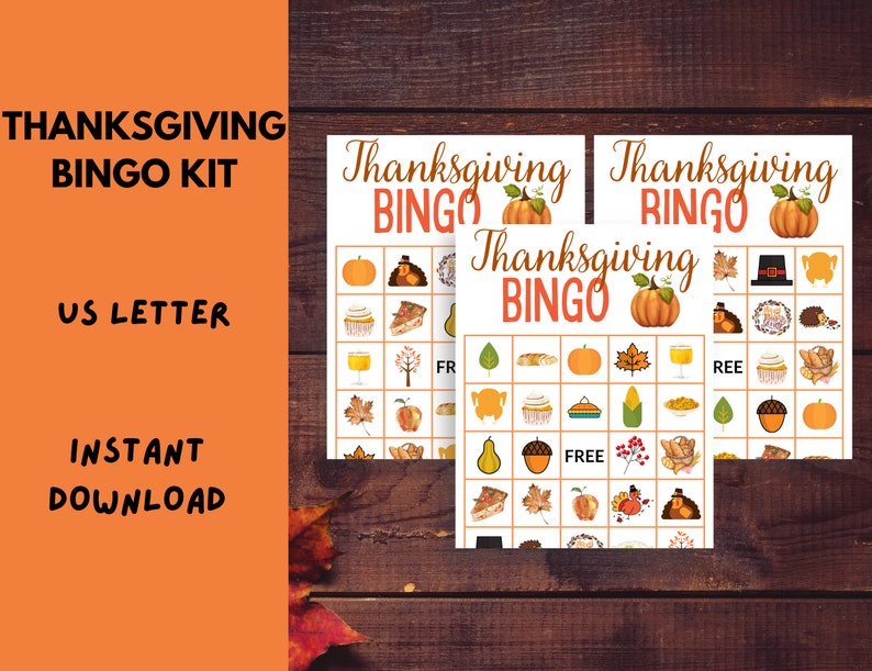 20 THANKSGIVING Bingo Cards, Printable THANKSGIVING Bingo, Family Party ...
