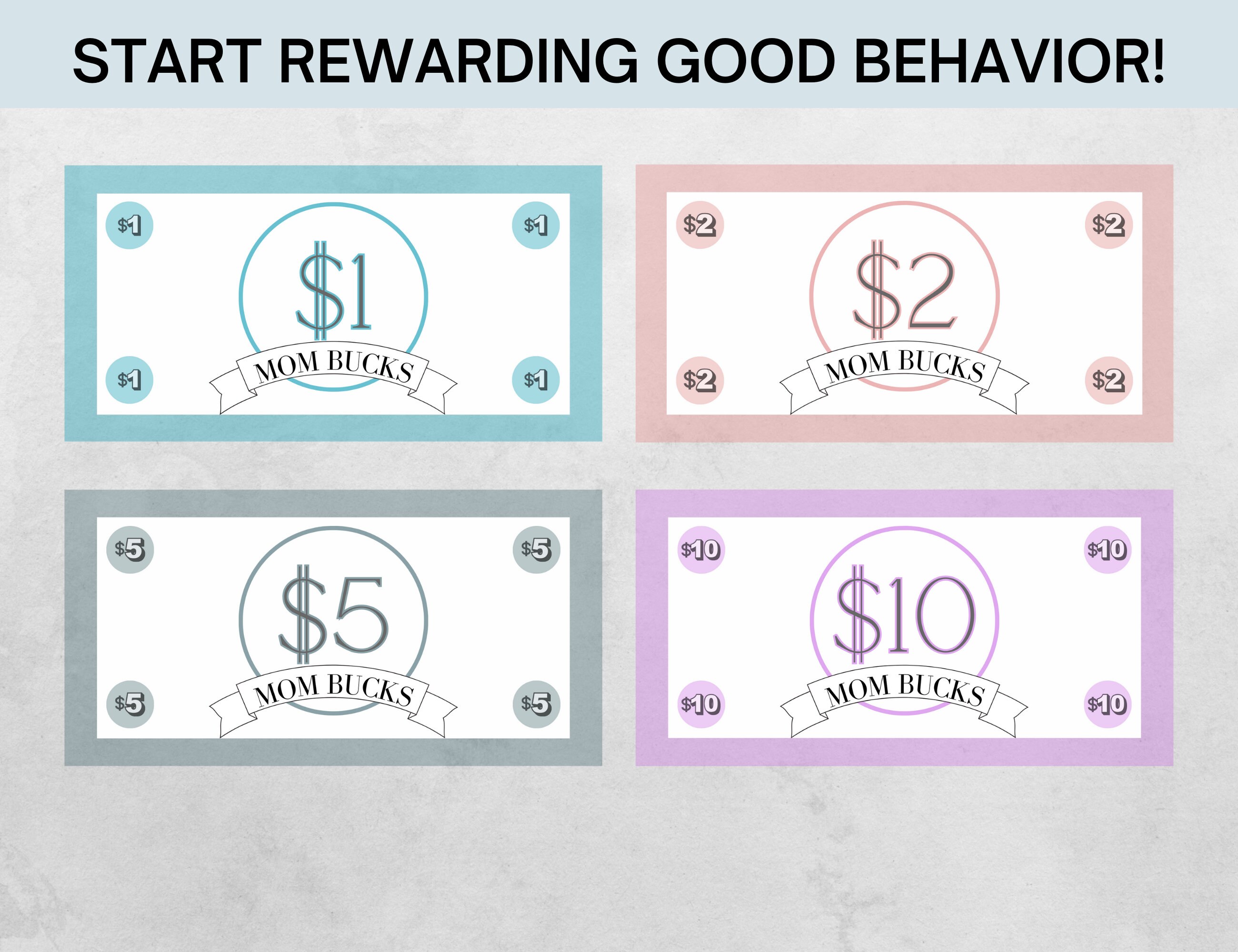 Mom Bucks | Reward Bucks | Excellent Behavior Bucks | Chore Bucks for ...