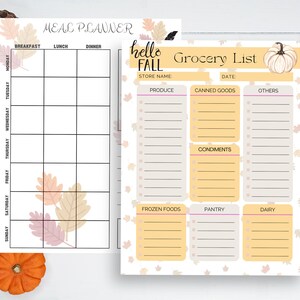 Fall Meal Plan Template, Autumn Grocery List Printable, Cold Weather ...