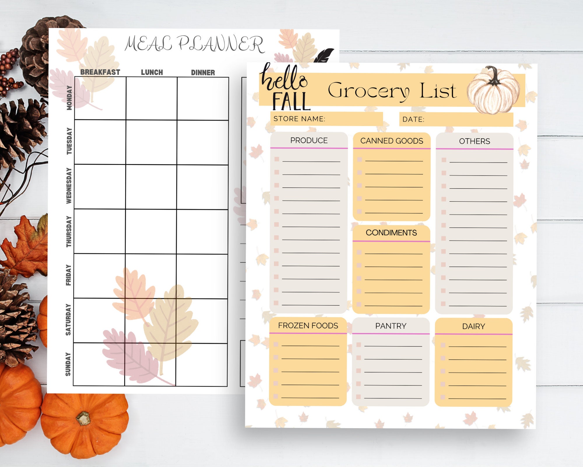 Fall Meal Plan Template, Autumn Grocery List Printable, Cold Weather ...