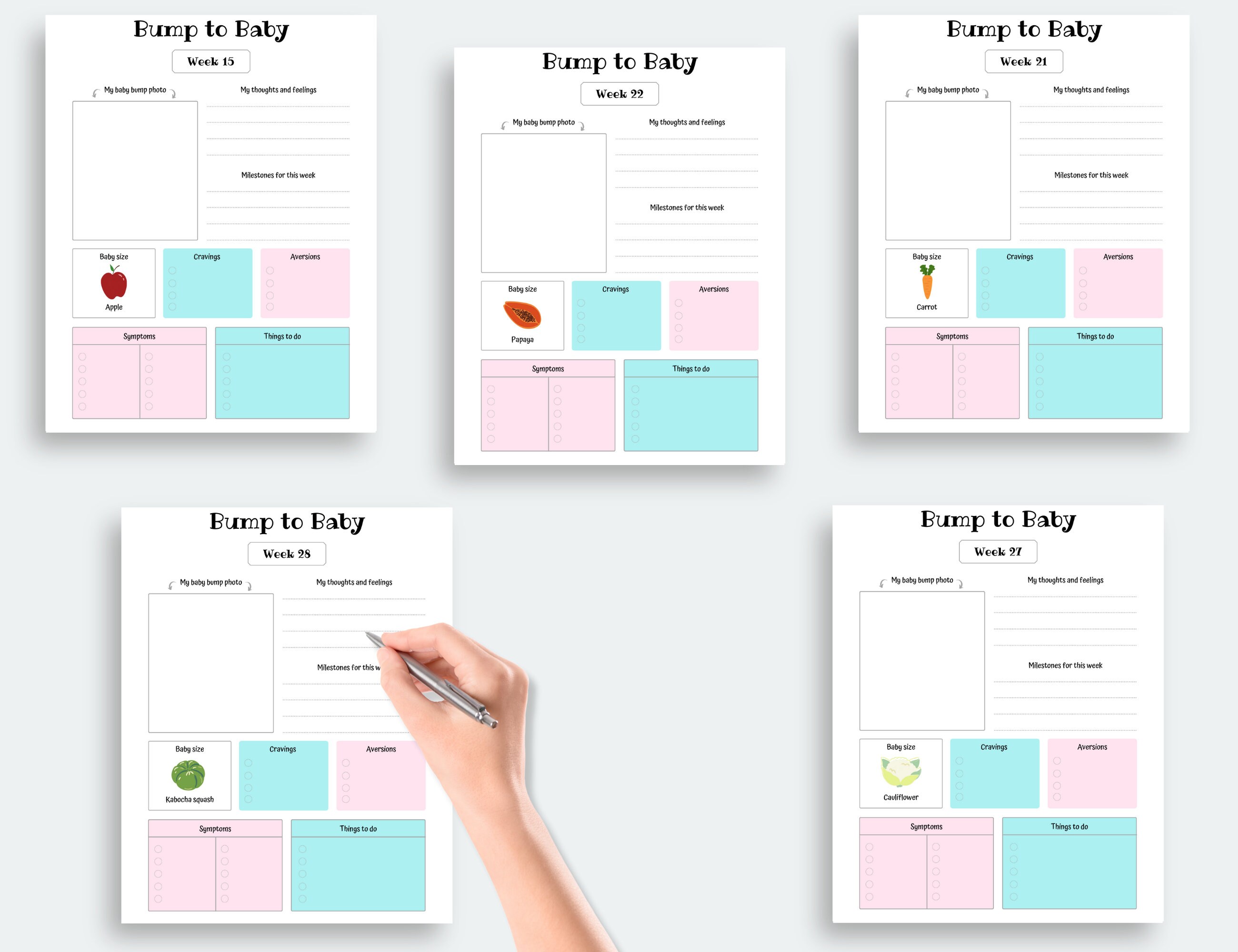 Pregnancy Week by Week Printable | Pregnancy Journal | Weekly Organizer ...