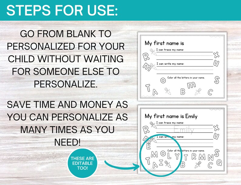 Custom Name Tracing Sheet Handwriting Practice Sheets Bundle - Etsy