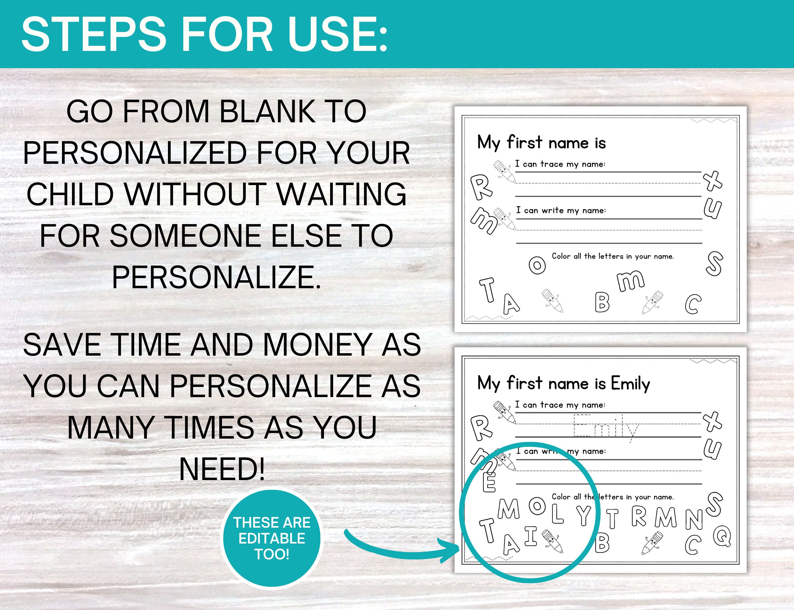 Custom Name Tracing Sheet Handwriting Practice Sheets Bundle Customized ...