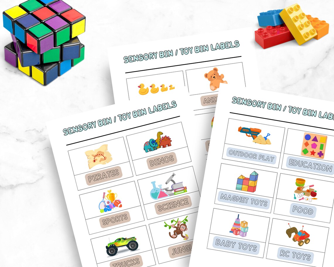 Toy Bin Labels, Sensory Bin Label, Visual Cues, Preschool Playroom ...