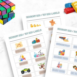 Toy Bin Labels, Sensory Bin Label, Visual Cues, Preschool Playroom ...