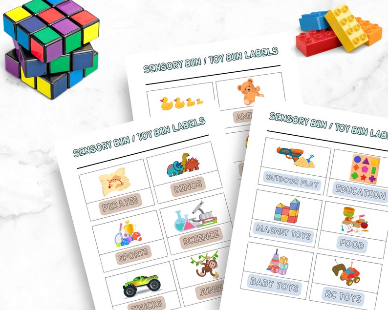 Toy Bin Labels, Sensory Bin Label, Visual Cues, Preschool Playroom ...