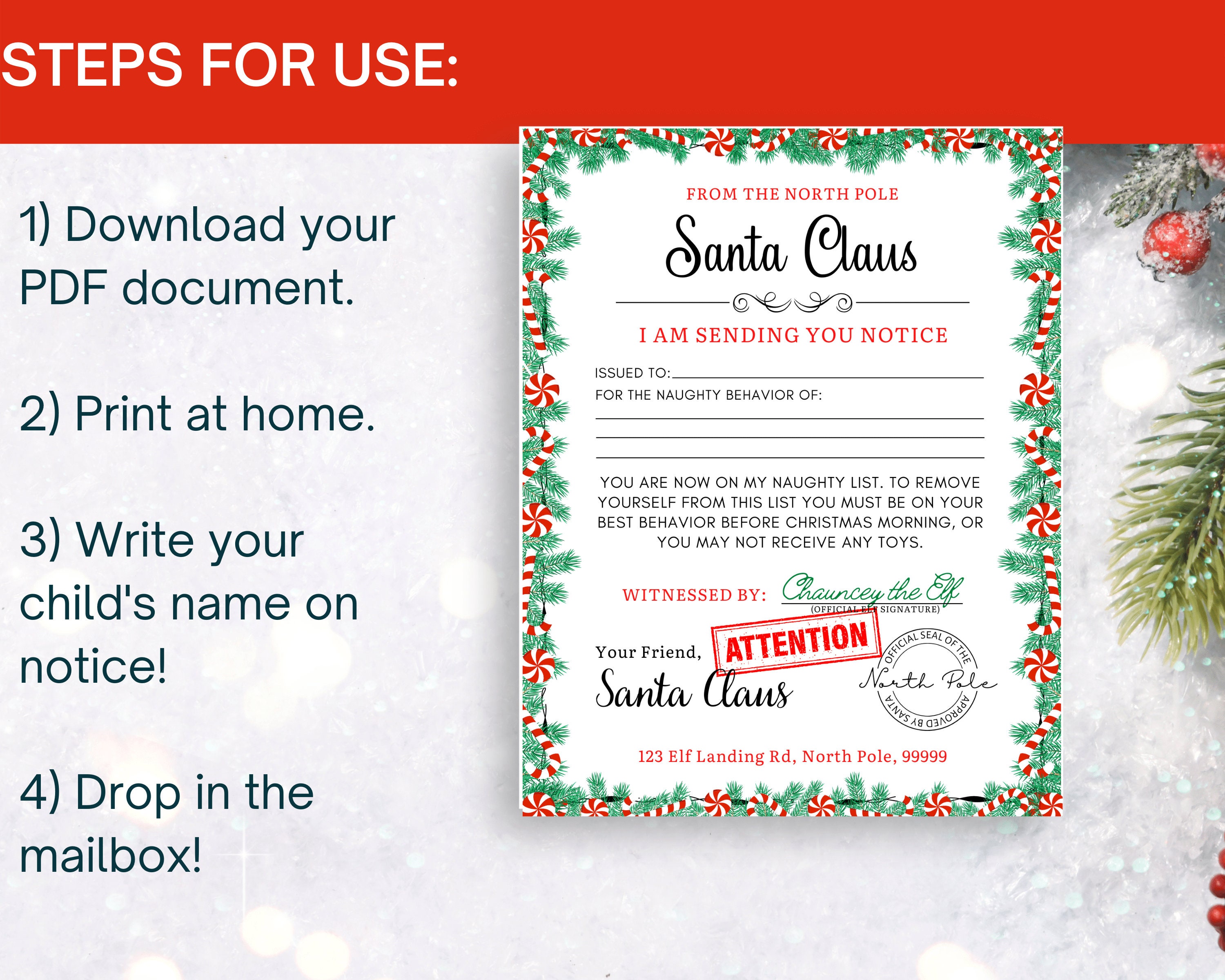 Letters From Santa | Naughty or Nice | DIGITAL FILE | Perfect for Your ...