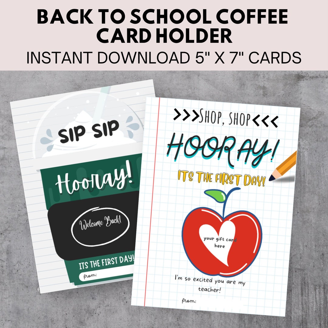 Back to School Gift Card Holder Instant Download, Coffee Gift Card ...