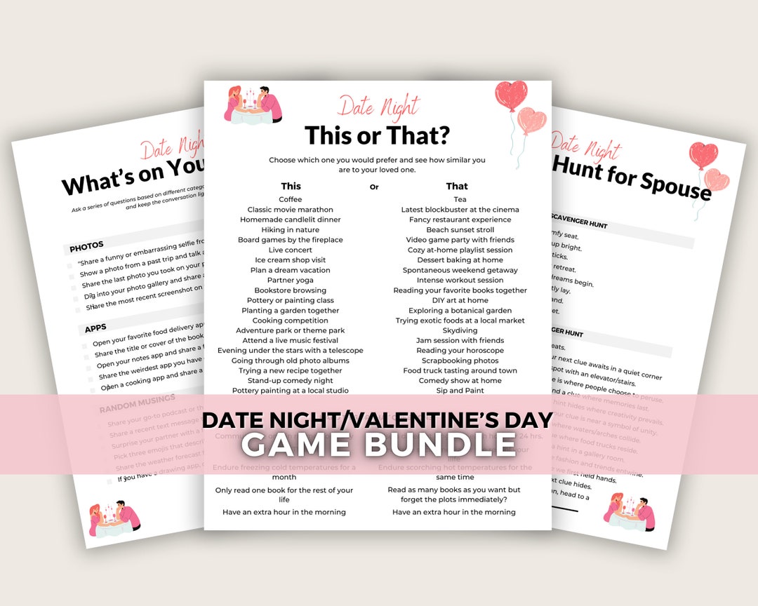 Date Night Printable Game Valentine's Day Party Game Couples Quiz Date ...