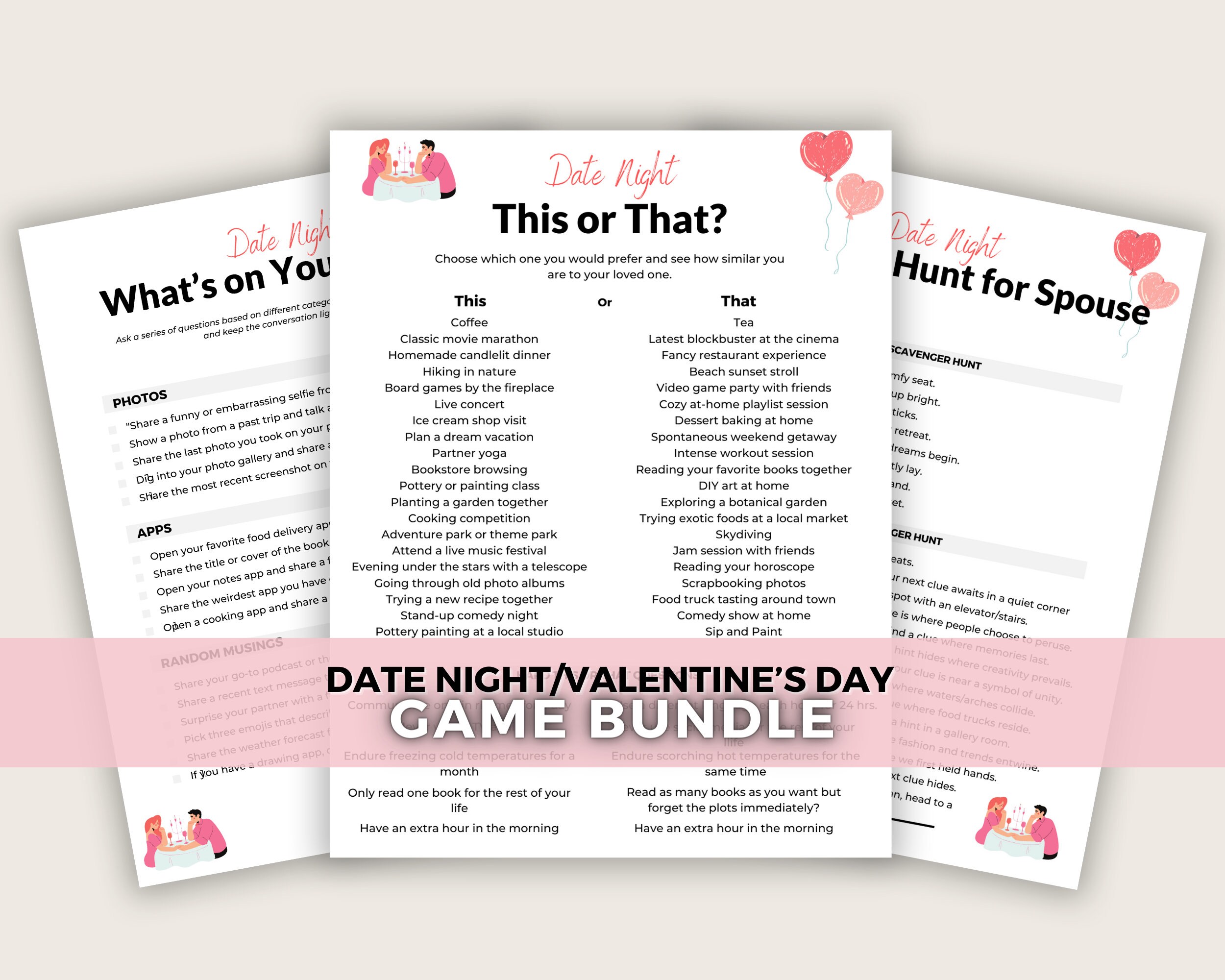 Date Night Printable Game Valentine's Day Party Game Couples Quiz Date ...