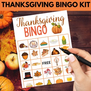 20 THANKSGIVING Bingo Cards, Printable THANKSGIVING Bingo, Family Party ...