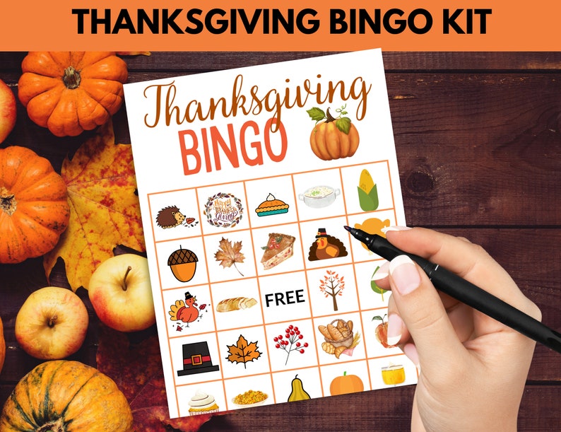 20 THANKSGIVING Bingo Cards, Printable THANKSGIVING Bingo, Family Party ...