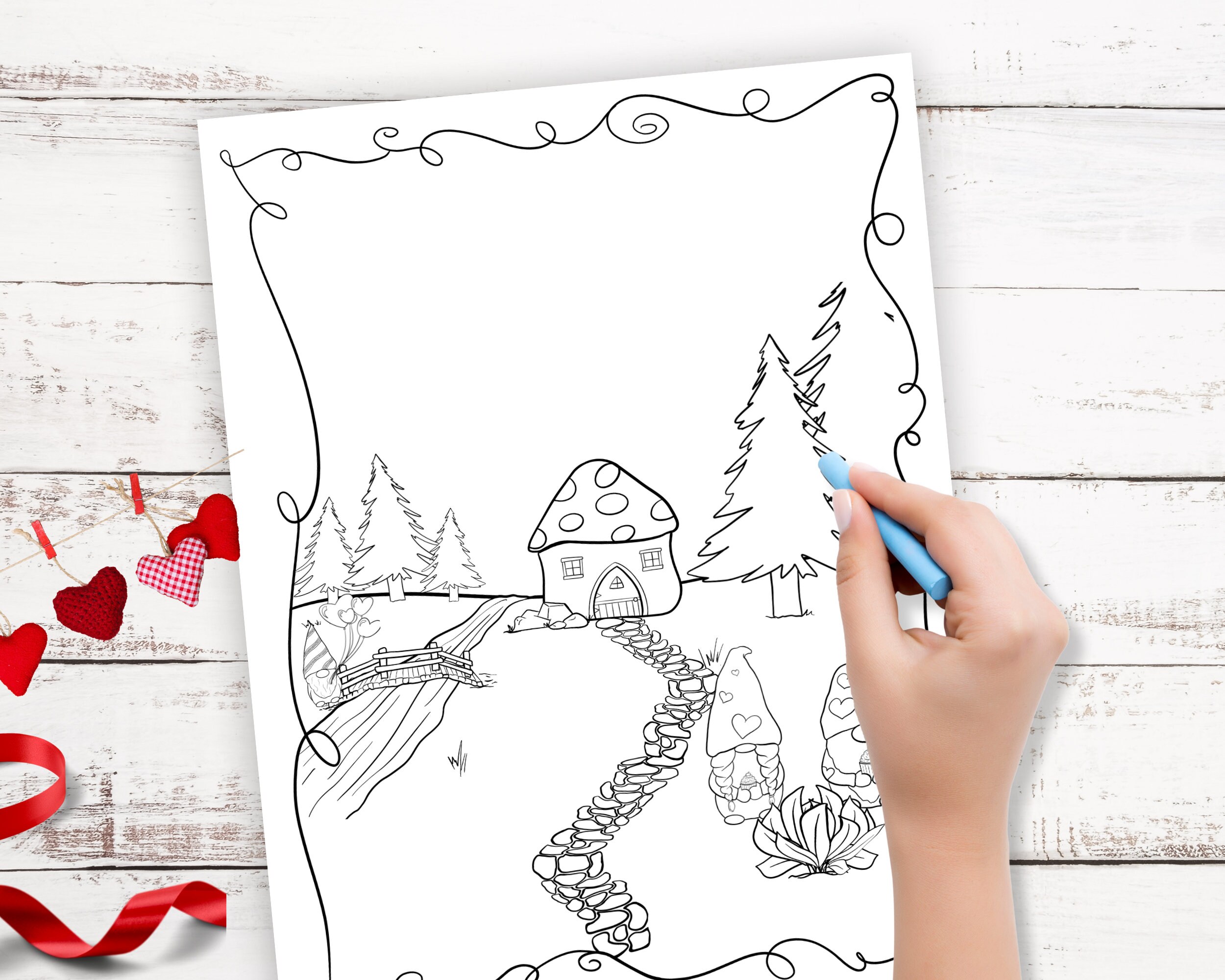 Gnome Valentine's Day Coloring Sheets Valentines Day Gnome Coloring ...