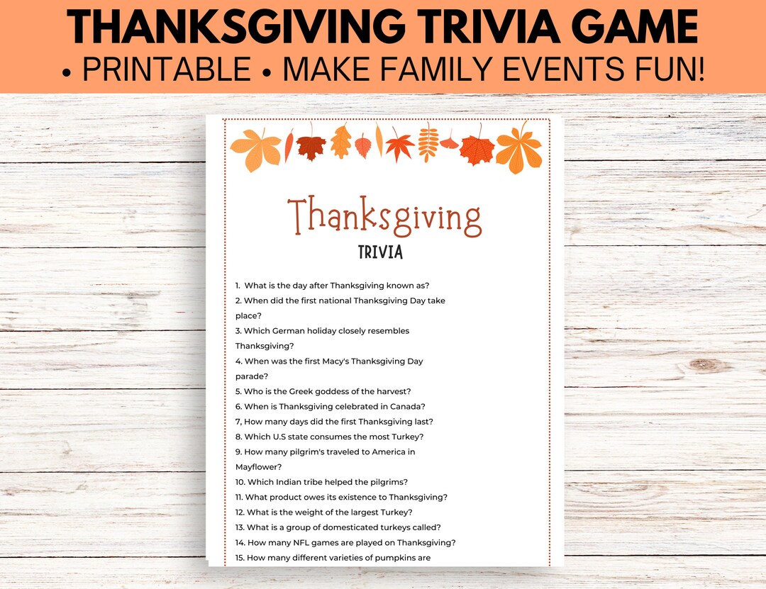 Trivia Thanksgiving Games, Friendsgiving Games, Family Games ...