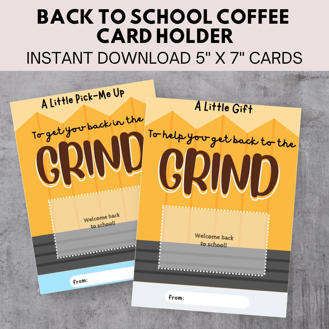 Back to School Gift Card Holder Instant Download, Coffee Gift Card ...