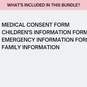 Caregiver Child Medical Consent Form, in Case of Emergency Medical Form ...