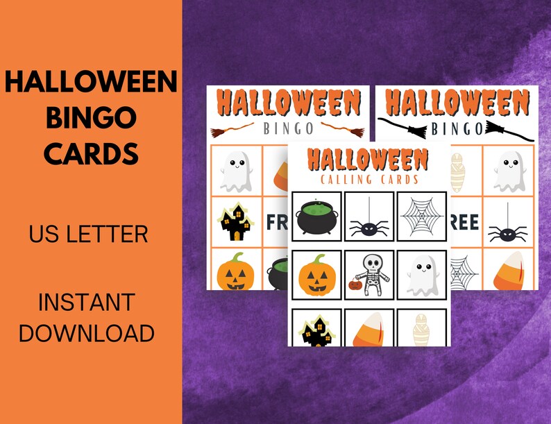 10 Halloween Bingo Cards, Printable Halloween Bingo, Kids Halloween ...