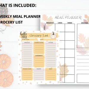 Fall Meal Plan Template, Autumn Grocery List Printable, Cold Weather ...