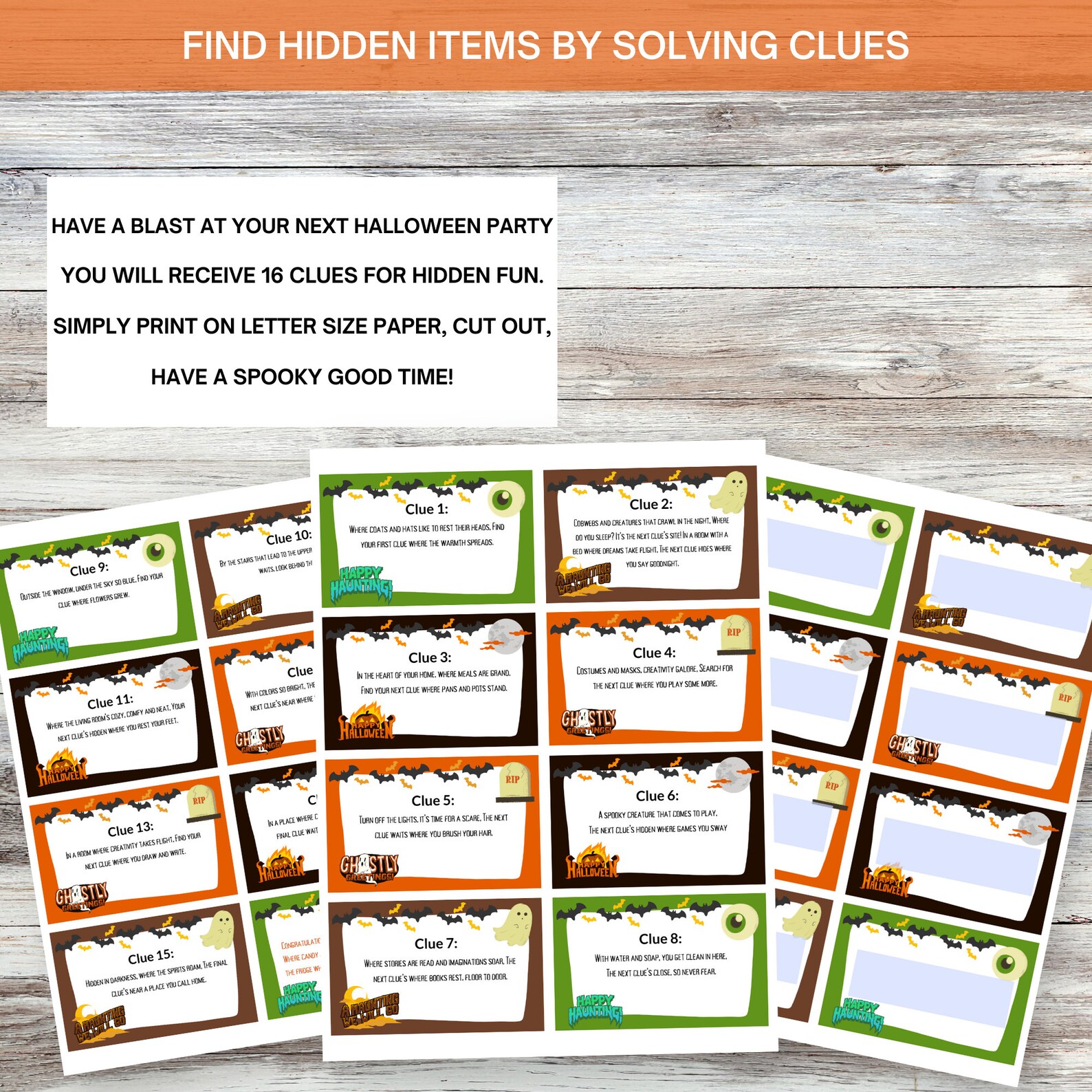 HALLOWEEN Scavenger Hunt, Halloween Printable Games, Spooky Party Games ...