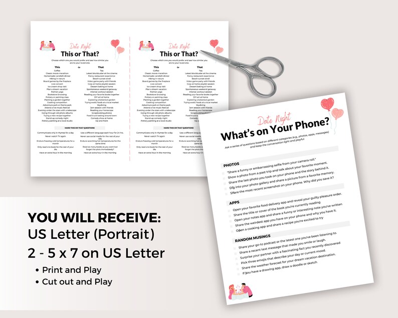 Date Night Printable Game Valentine's Day Party Game Couples Quiz Date ...