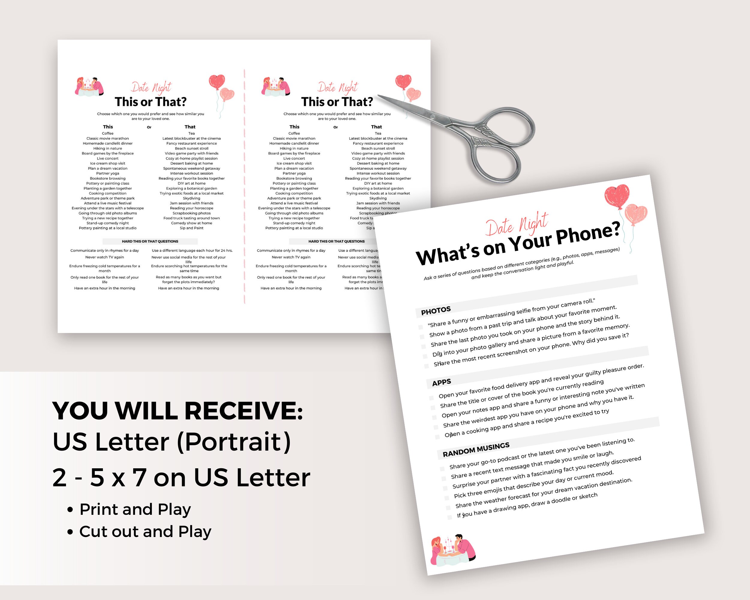 Date Night Printable Game Valentine's Day Party Game Couples Quiz Date ...