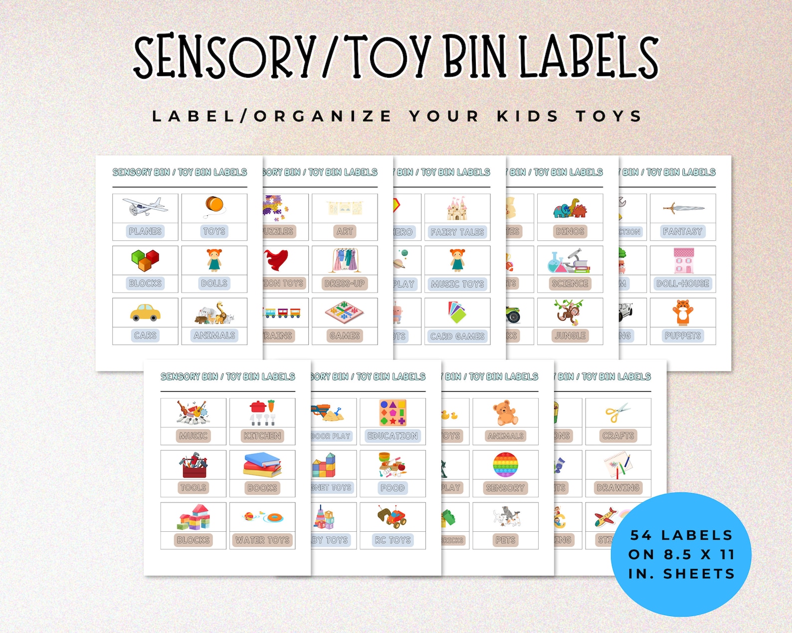 Toy Bin Labels, Sensory Bin Label, Visual Cues, Preschool Playroom ...