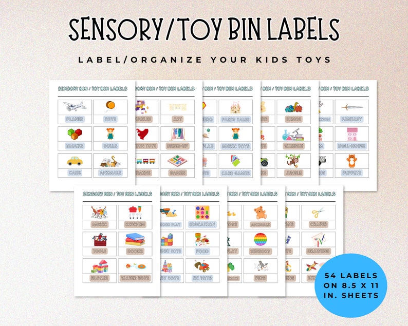 Toy Bin Labels, Sensory Bin Label, Visual Cues, Preschool Playroom ...