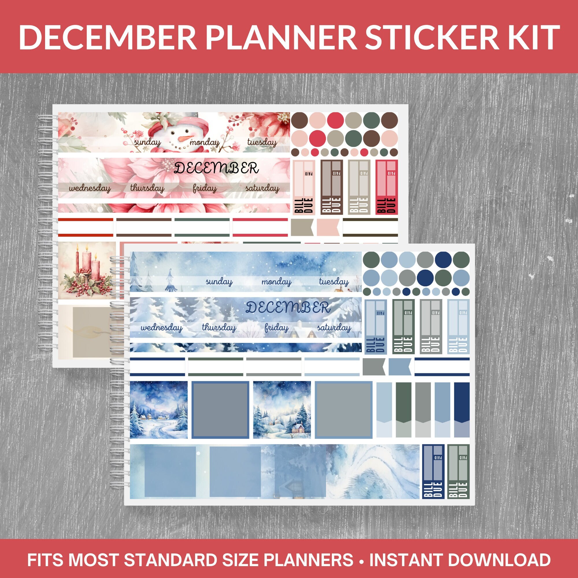 December Planner Sticker Kit Monthly Sticker Kit Digital Planner ...