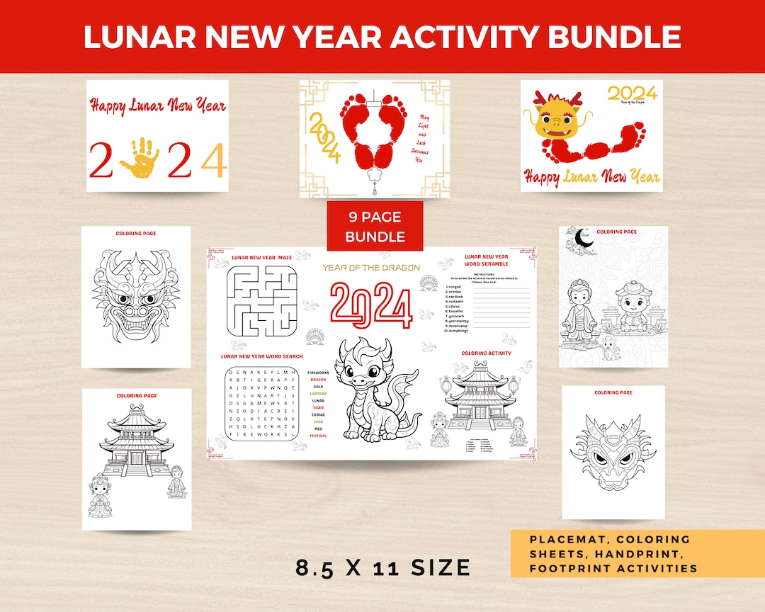 Lunar New Year Children's Activity Bundle | Year of the Dragon Coloring ...