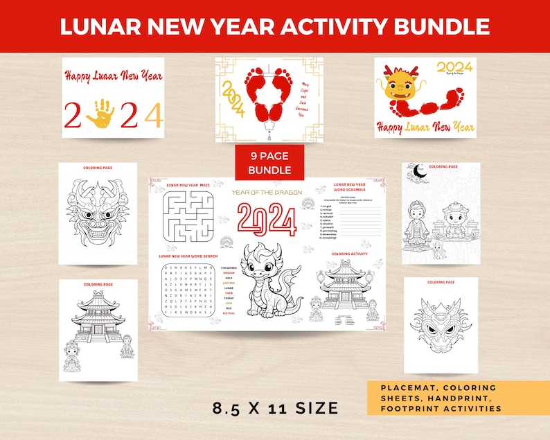 Lunar New Year Children's Activity Bundle | Year of the Dragon Coloring ...