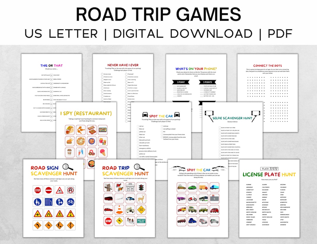 Road Trip Game Bundle Printables | Games for Children | Summer Road ...