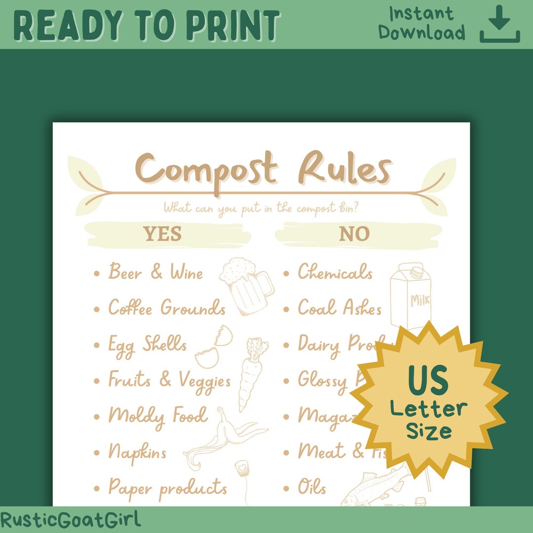 Sad Beige Bin Rules Sign Zero Waste Kitchen Printable Download - Etsy