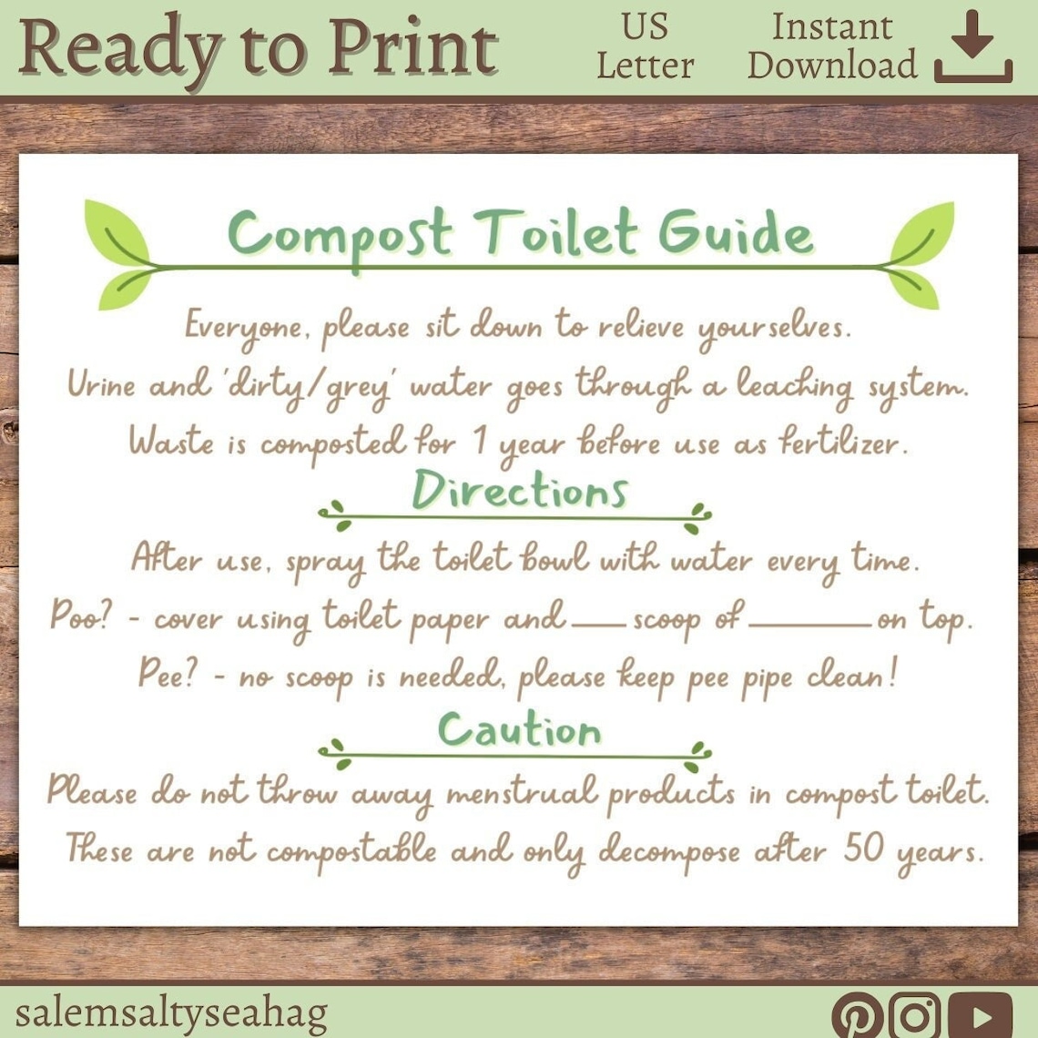 Compost Toilet Rules Guide Zero Waste Bathroom (Download Now) - Etsy