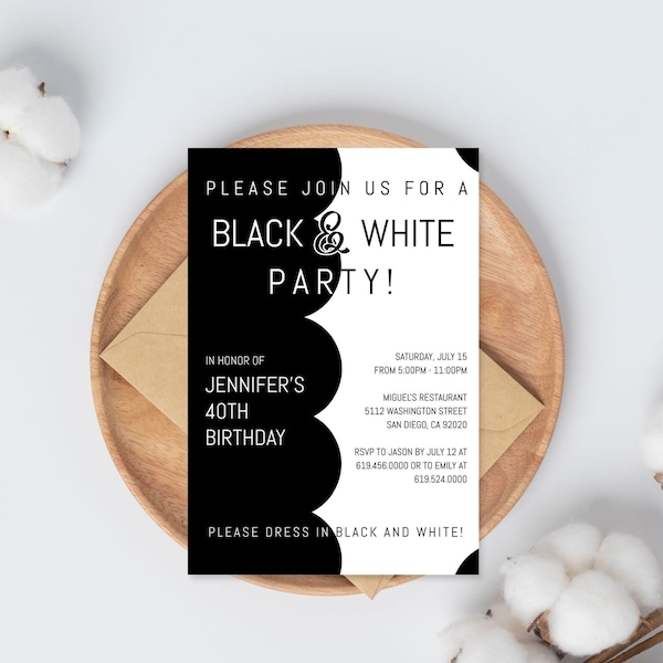 Black White and Gray Invitations - Etsy