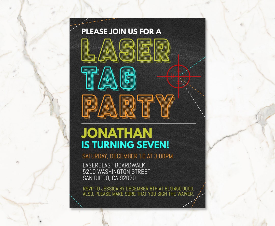 EDITABLE Laser Tag Birthday Invitation, Laser Tag Party Invitation ...