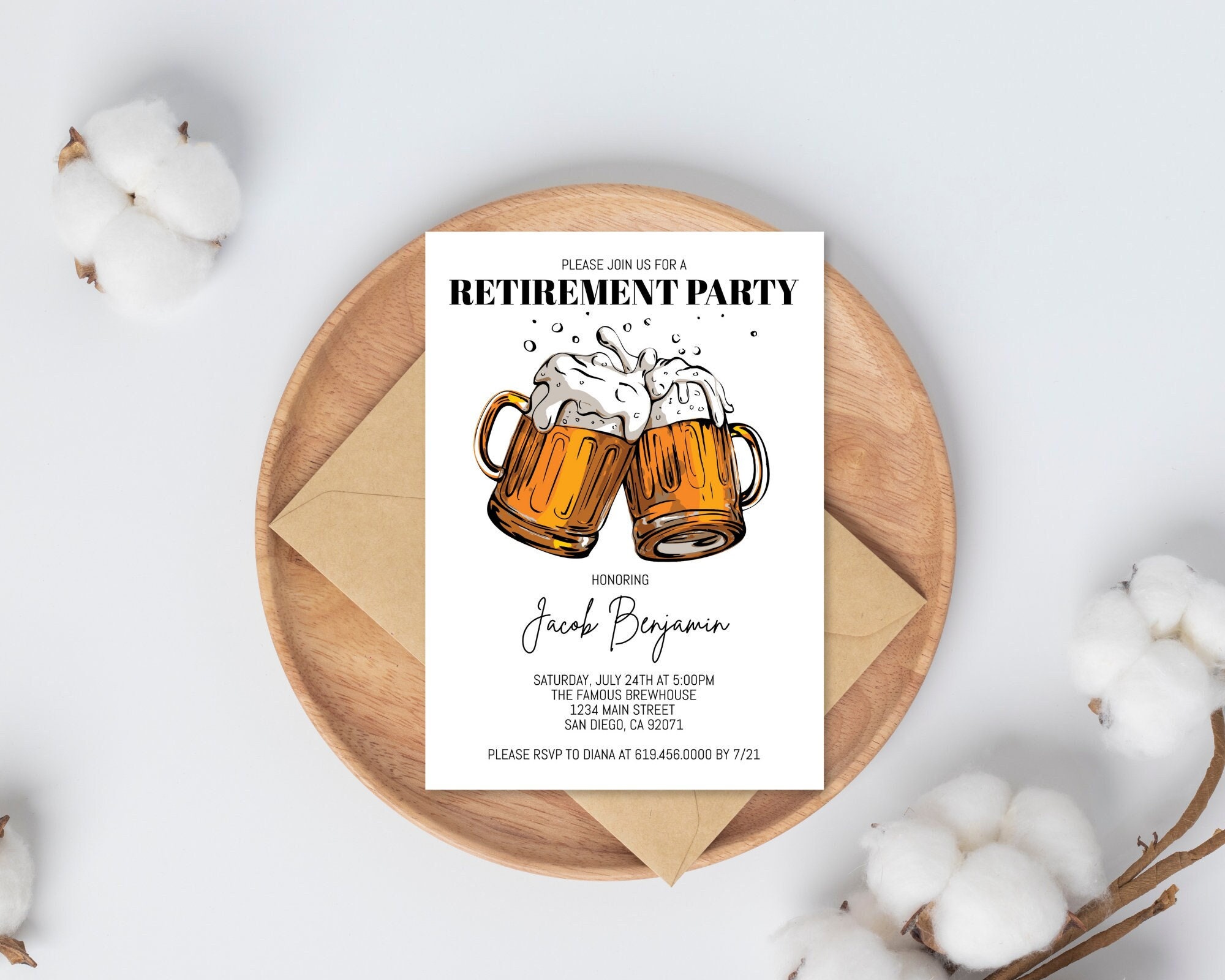 Beer Retirement Invitation Template, Beer Retirement Invitation, Beer ...