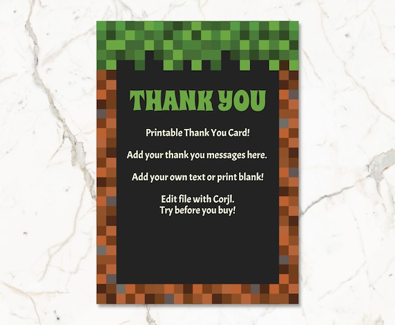 Pixelated Thank You Card Video Game Thank You Card Pixel - Etsy