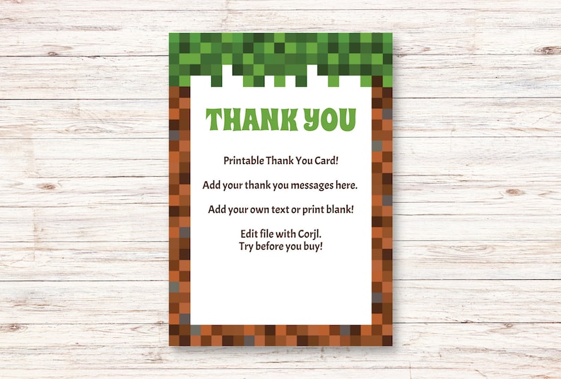 Pixelated Thank You Card, Video Game Thank You Card, Pixel Thanks ...