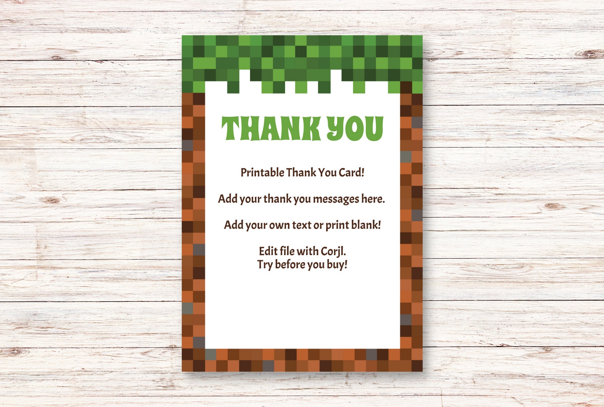 Pixelated Thank You Card, Video Game Thank You Card, Pixel Thanks ...