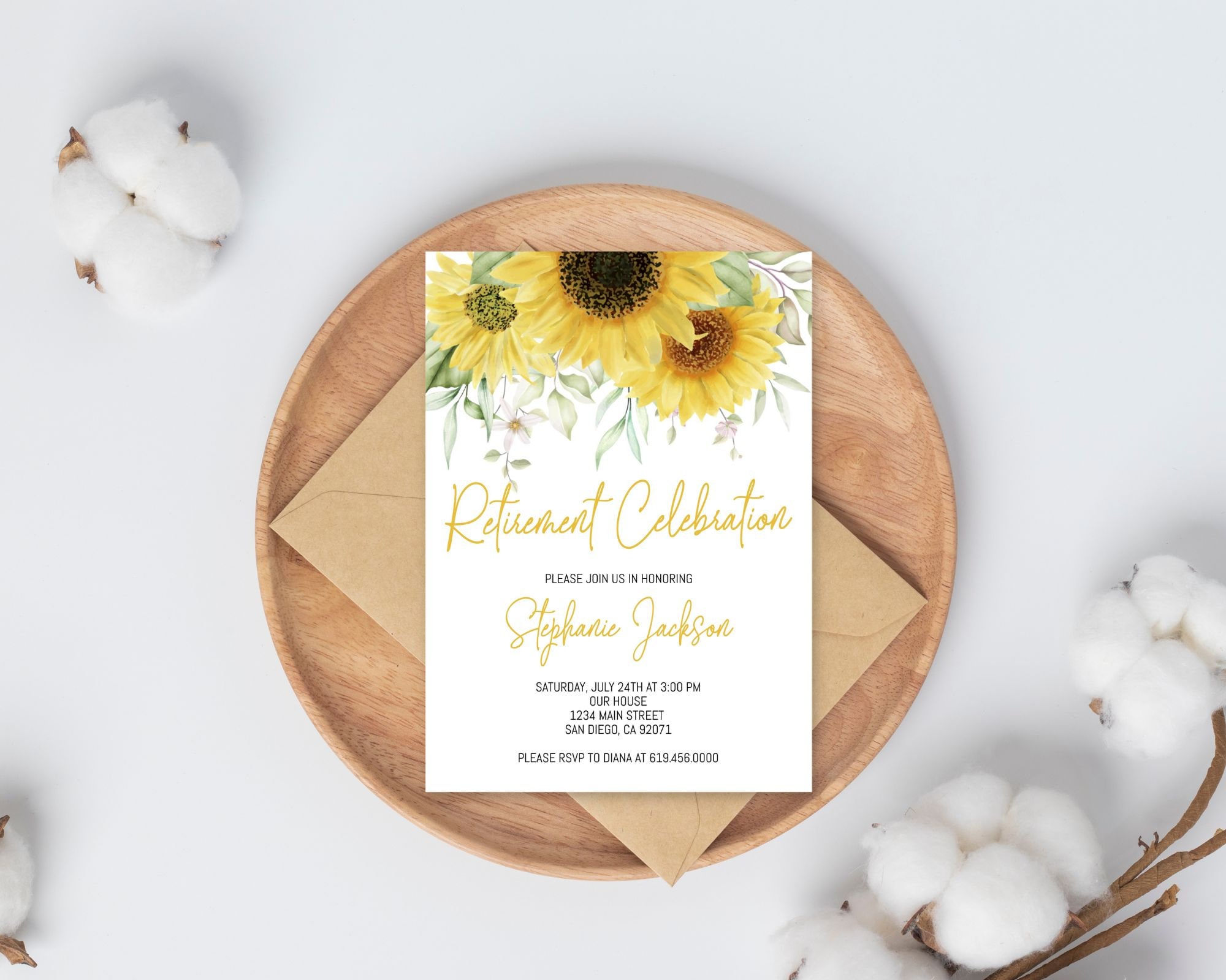 Sunflower Retirement Party Invitation Template, Flower Retirement ...