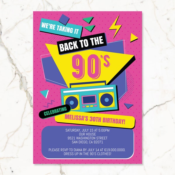 House Party 90s Theme Template - Etsy