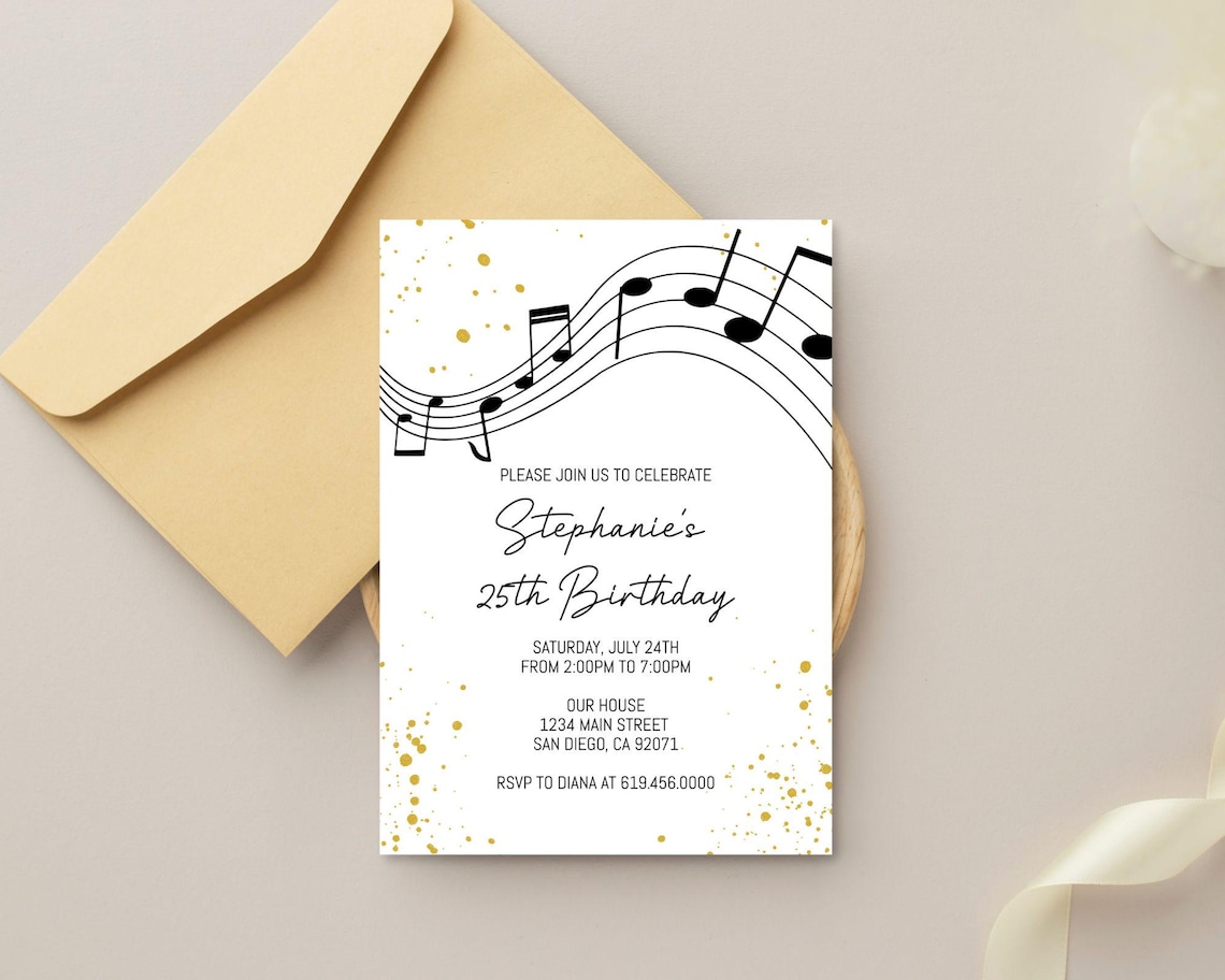 Music Notes Birthday Party Invitation Template, Karaoke Music Theme ...