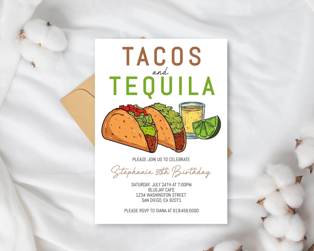 Tacos and Tequila Birthday Invitation Template, Fiesta Invitation ...