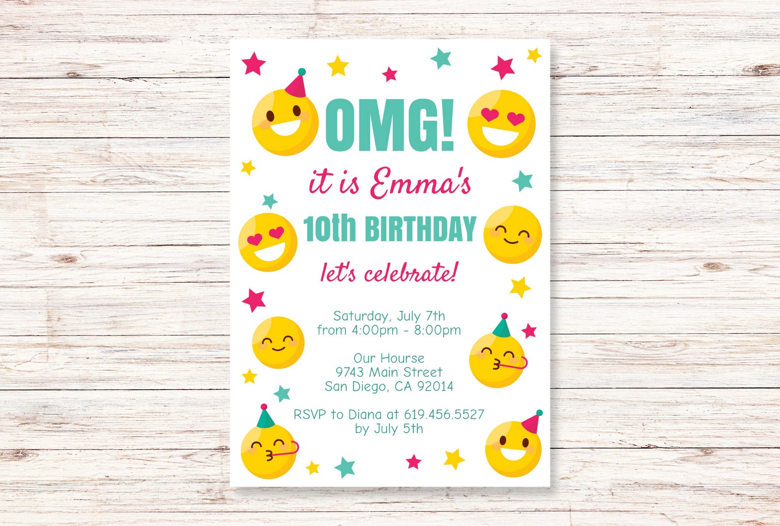 Editable Emoji Birthday Invitations for Boys/girls/kids Emoji - Etsy