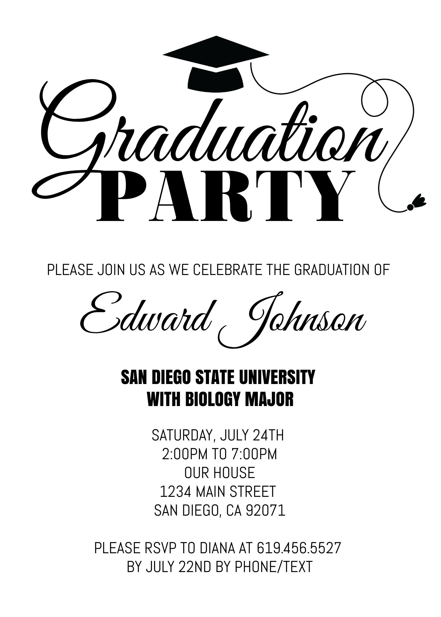Minimalist Graduation Party Invitation Template, Graduation ...