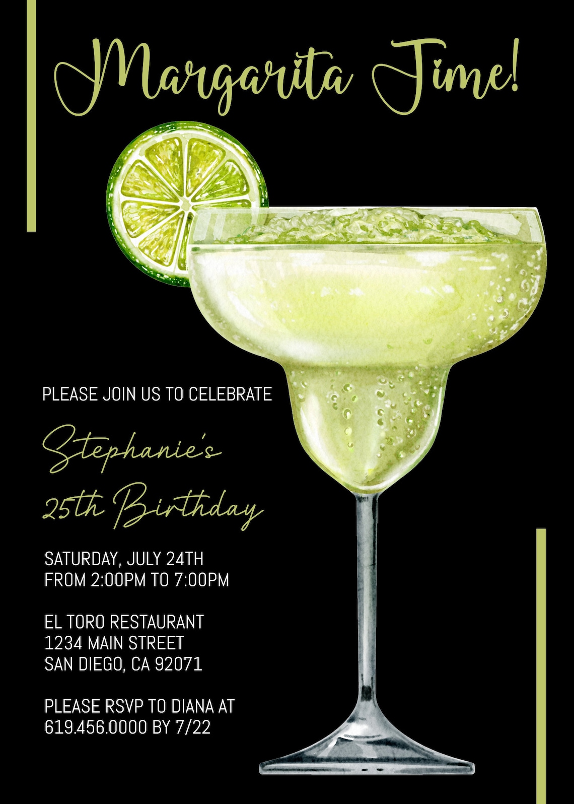 Margarita Invitation, Margarita Birthday Invitation Template, Summer ...
