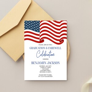American Flag Graduation Farewell Party Invitation Template, Military ...