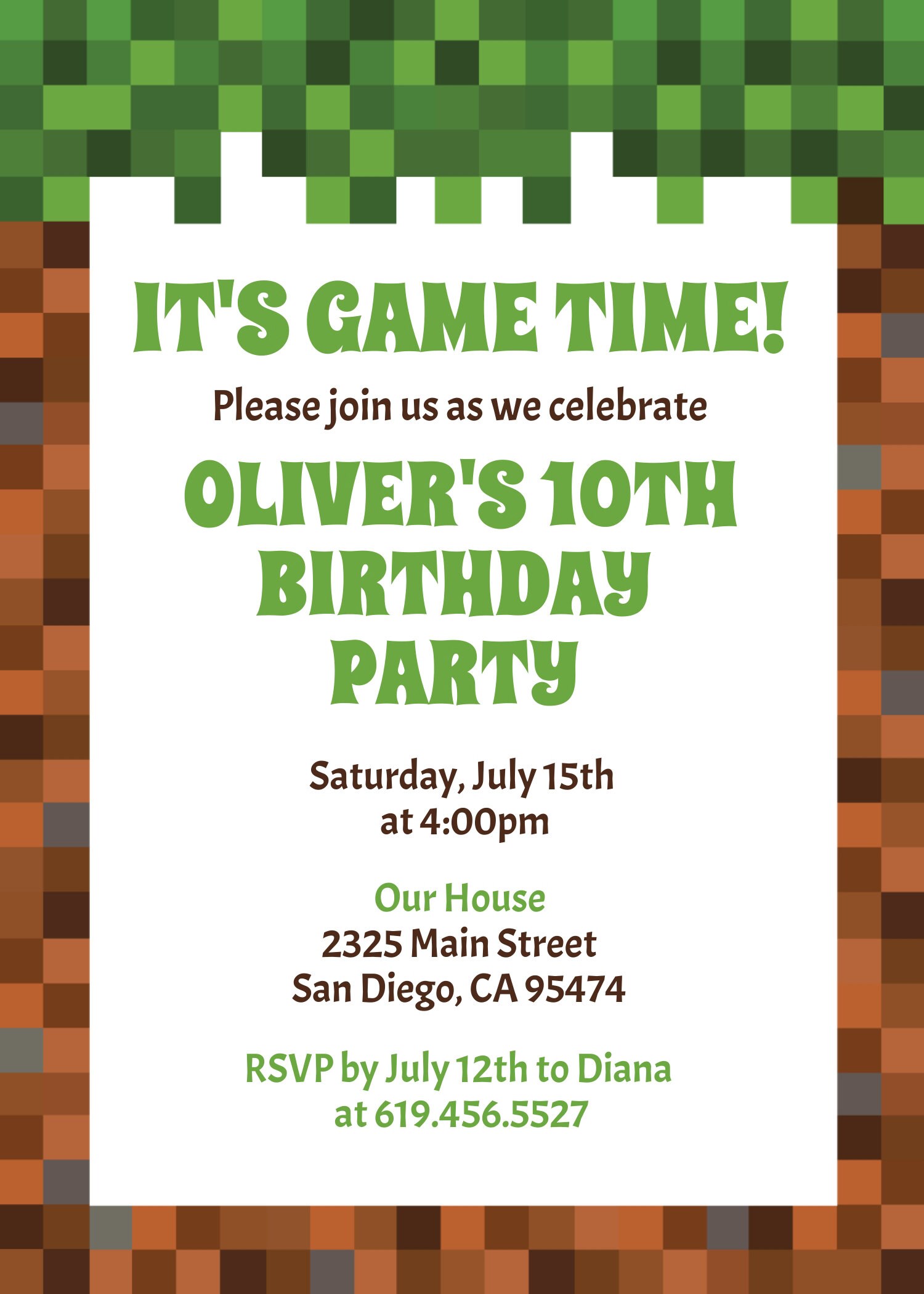 Pixelated Invite Video Game Invitation Pixel Birthday - Etsy