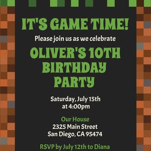 Pixelated Invite, Video Game Invitation, Pixel Birthday Invitation ...