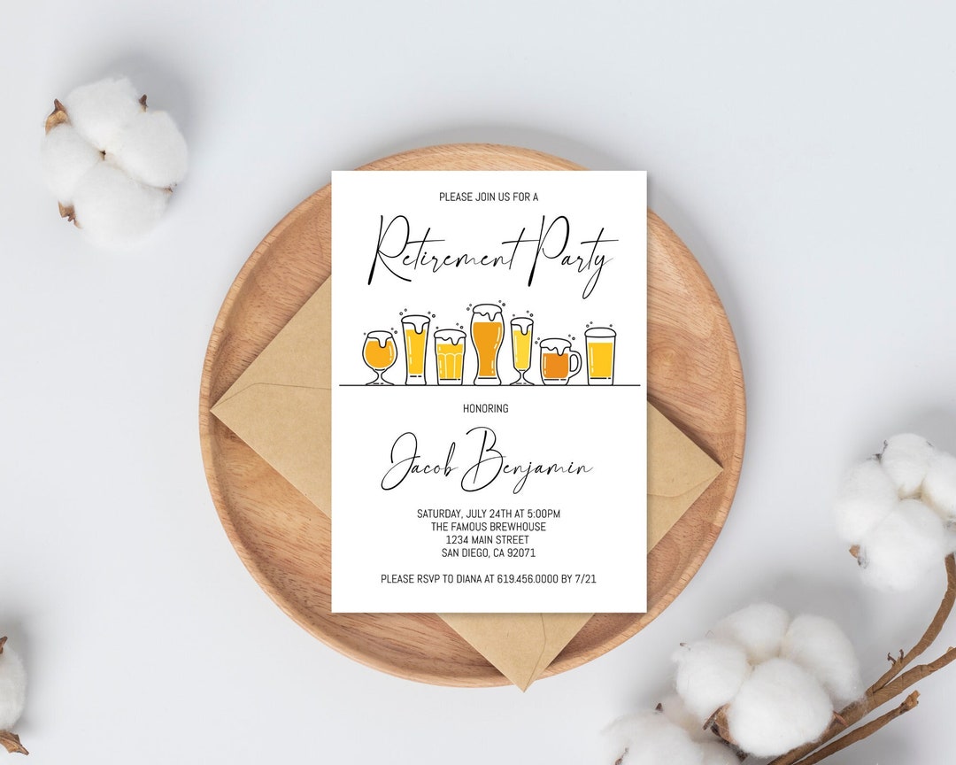 Beer Retirement Invitation Template, Beer Retirement Invitation, Beer ...